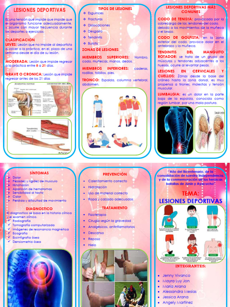 Triptico Lesiones Deportivas | PDF | Medicina CLINICA | Enfermedades y trastornos