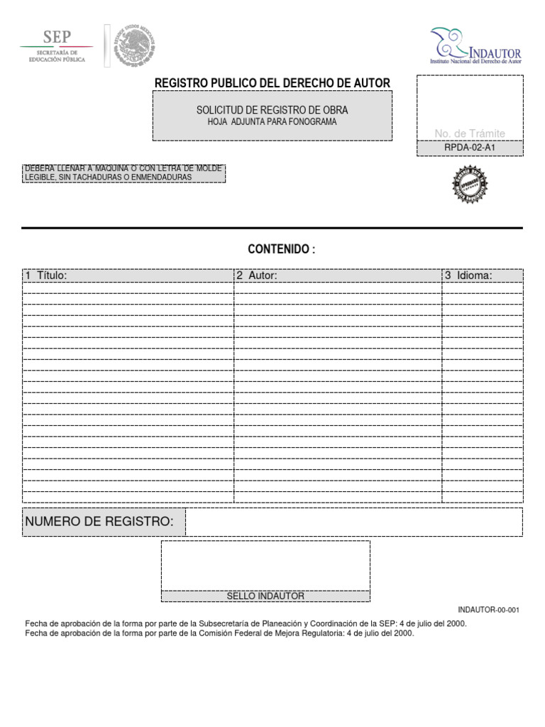 Solicitud RPDA para Fonograma | PDF