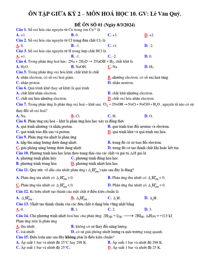 ĐỀ ÔN GK2 SỐ 01 DAP AN | PDF