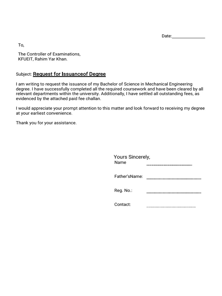 Request For Issuance of Degree | PDF | Law