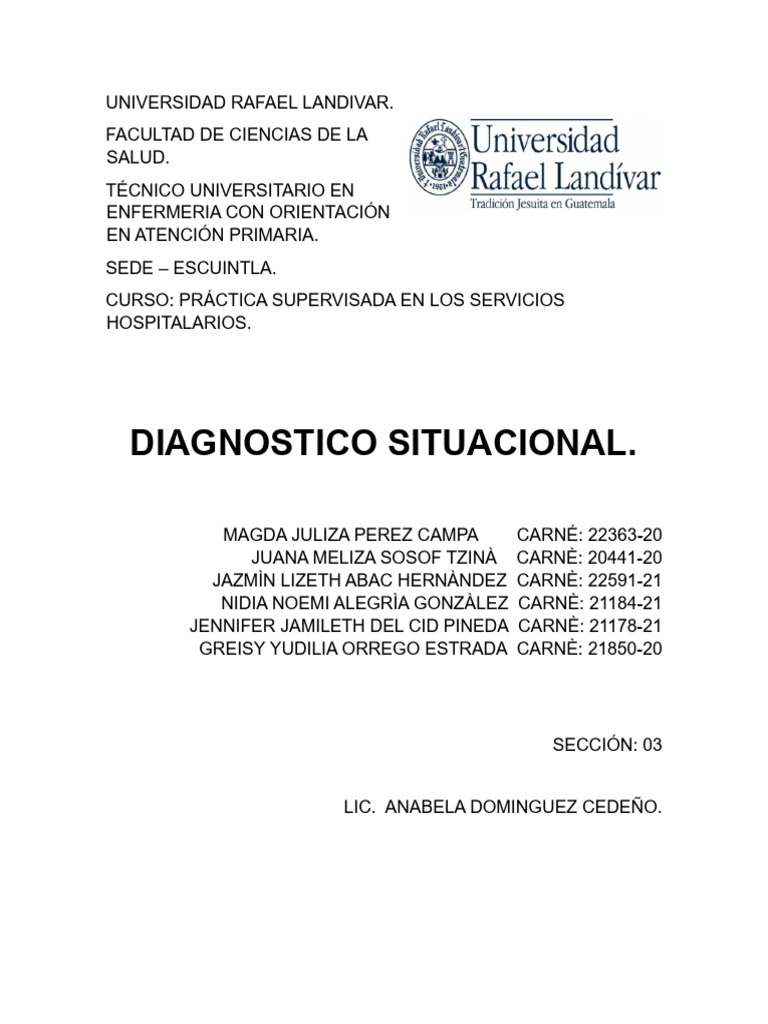 Diagnostico Situacional Grupo | PDF | Hospital | Enfermería
