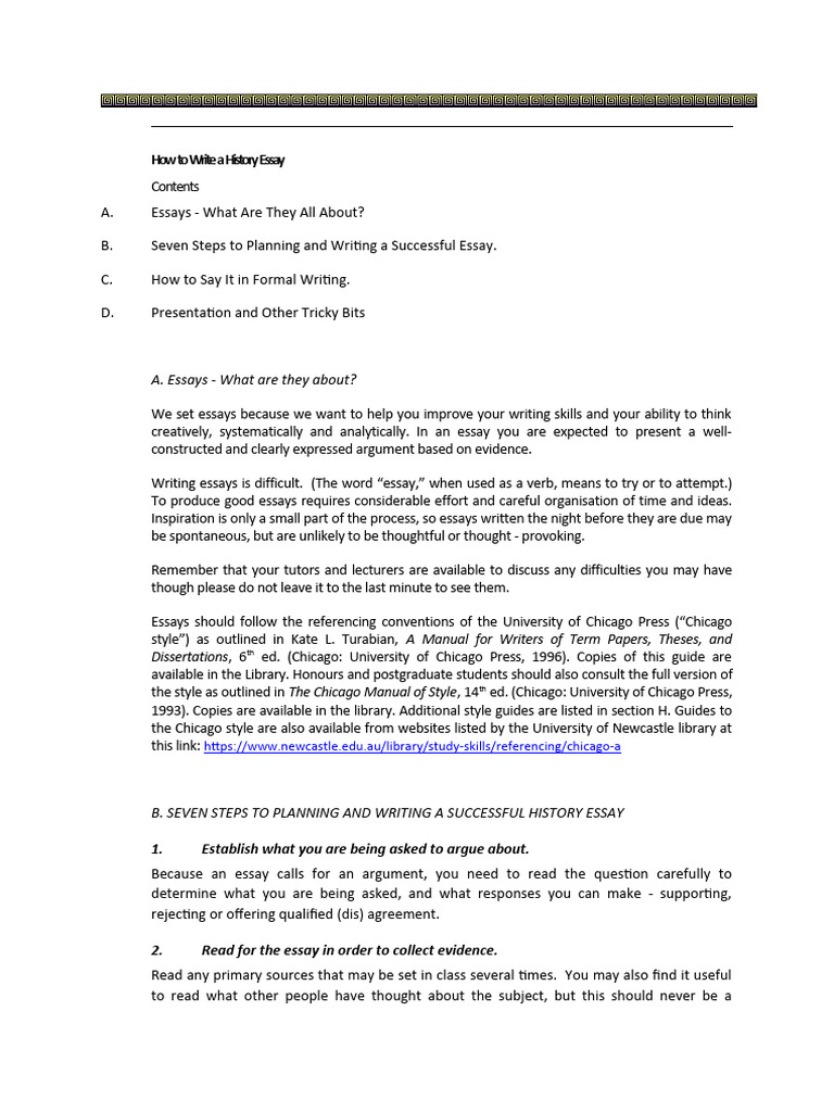 How To Write A History Essay | PDF | Essays | Sentence (Linguistics)