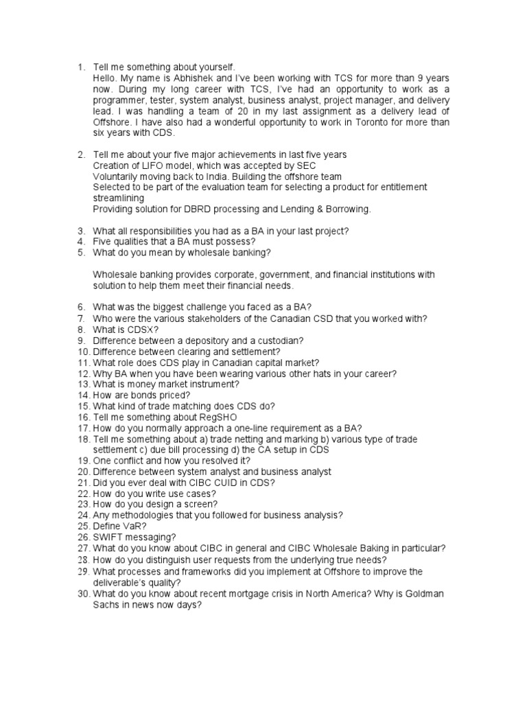 BA Interview Questions | Download Free PDF | Business Analysis | Banks