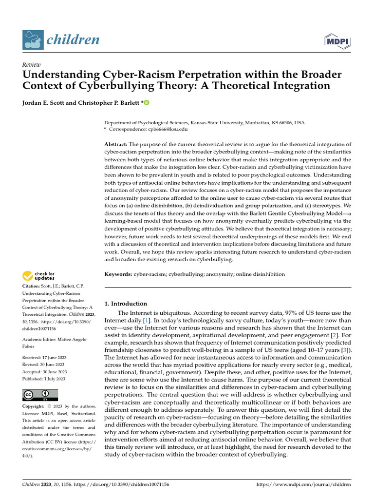 Understanding Cyber-Racism Perpetration Within The | PDF | Prejudices ...
