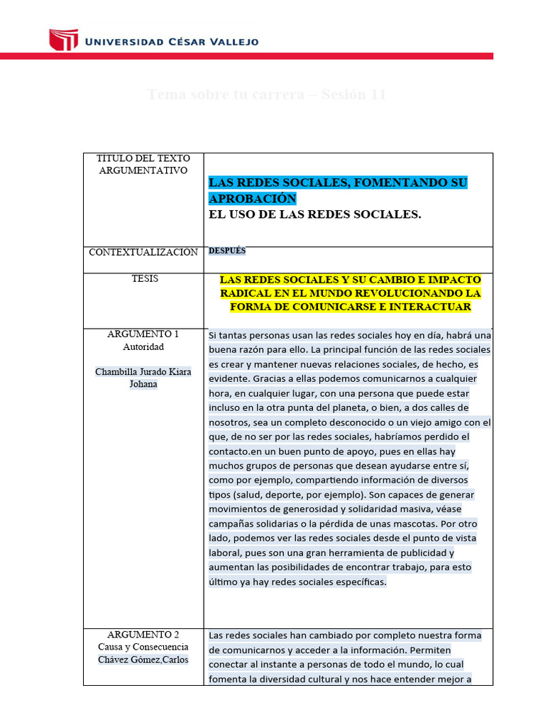 Matriz para La Estructura Del Texto Argumentativo | PDF | Servicio de ...