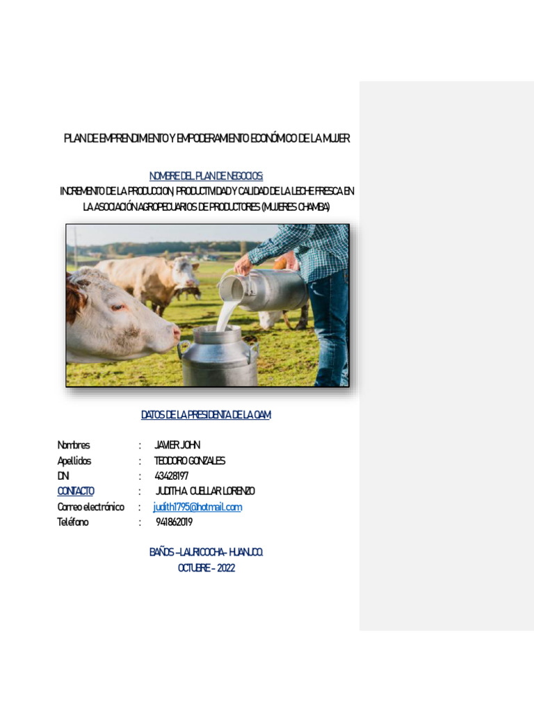 Empoderamiento Lechero Femenino | PDF | Vacas | Leche