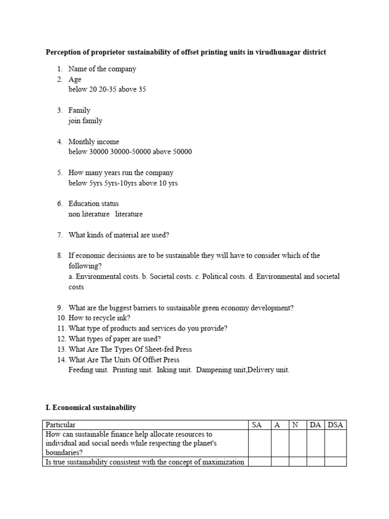Perception of Proprietor Sustainability of Offset Printing Units in ...