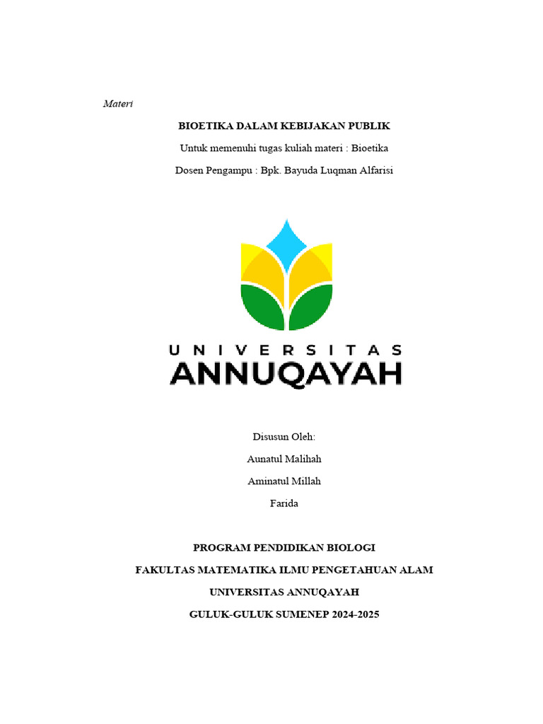 Bioetika dan Kebijakan Publik 2024 | PDF