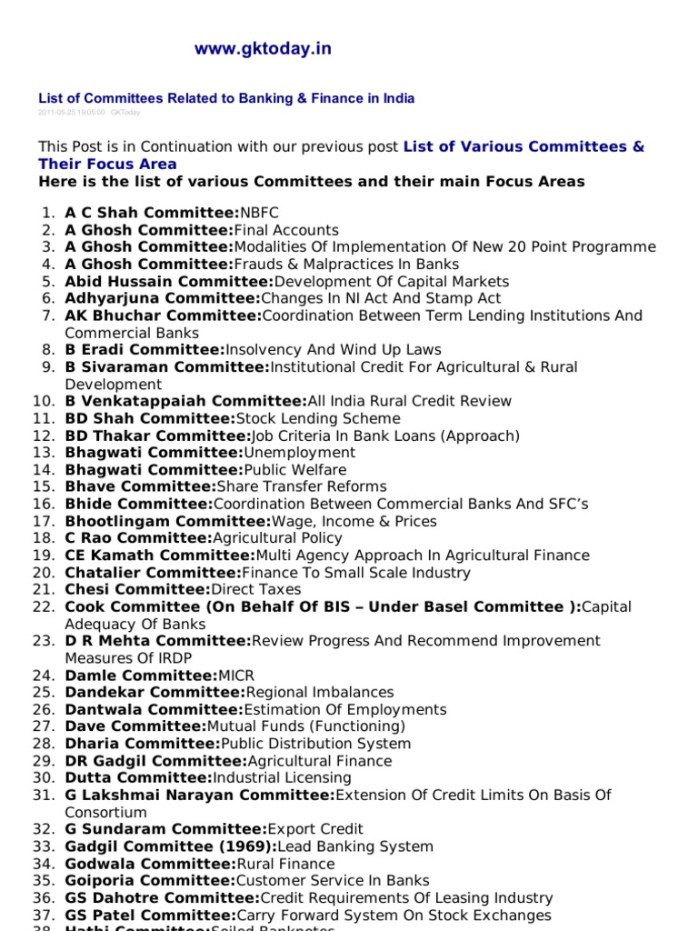 Committees | Credit (Finance) | Banks