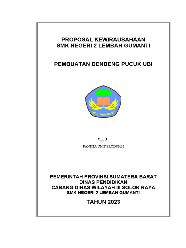 Proposal Dendeng Pucuk Ubi | PDF | Bisnis | Seni