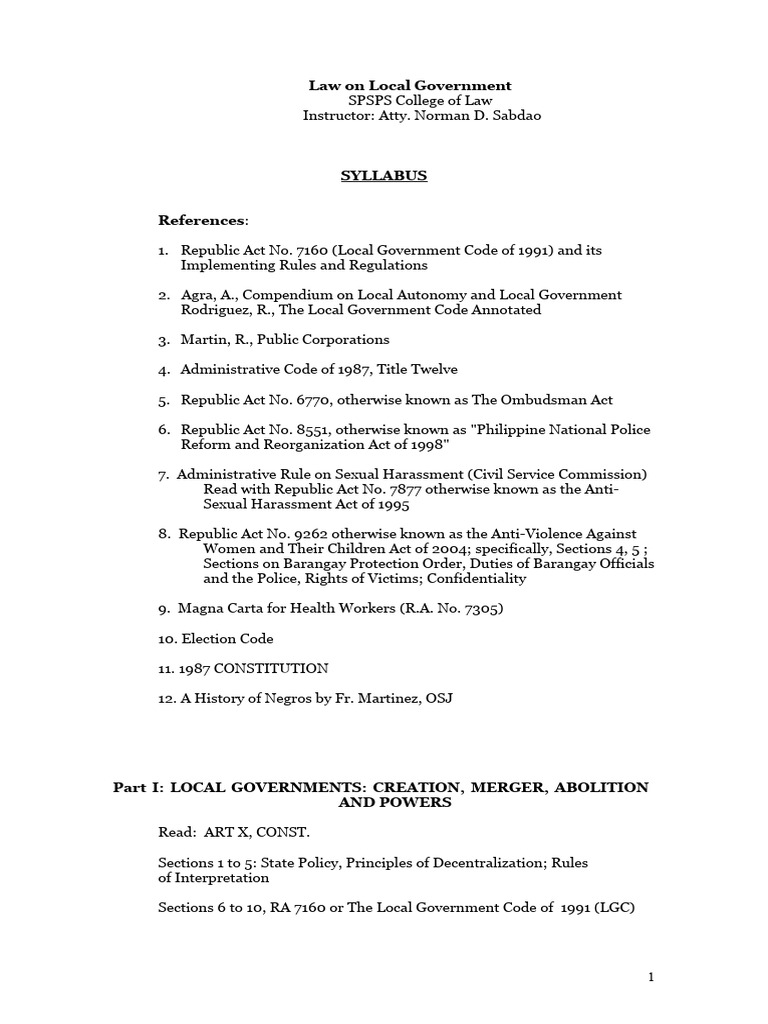 Local Government Code | PDF | Philippines | Justice