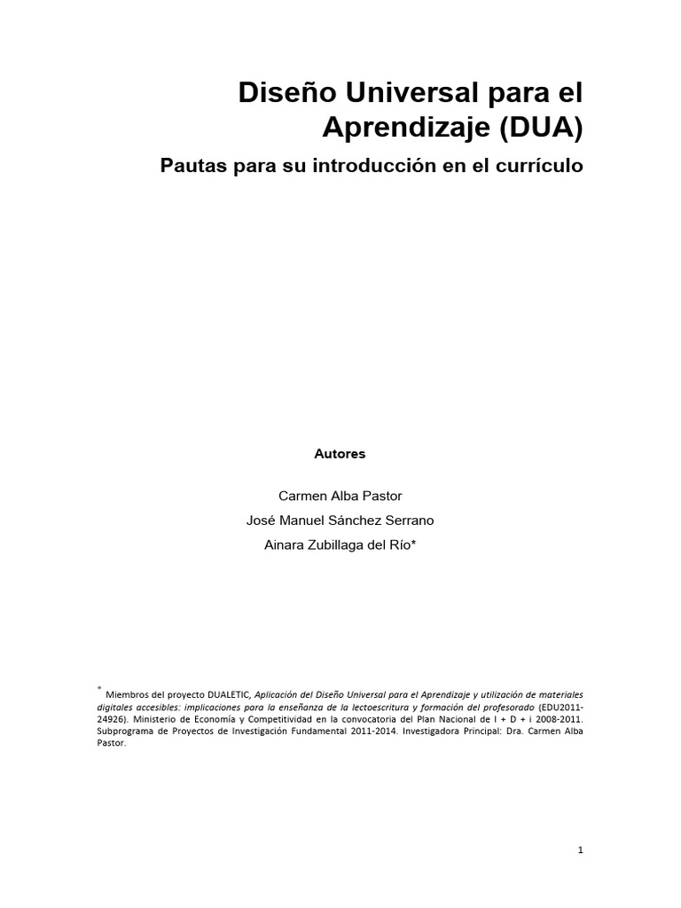 2-9 Diseno Universal para El Aprendizaje DUA | PDF | Aprendizaje ...