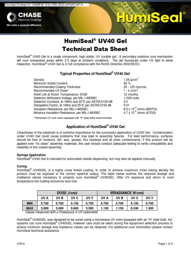 UV40-Gel-TDS | PDF | Ultraviolet | Electrical Resistance And Conductance
