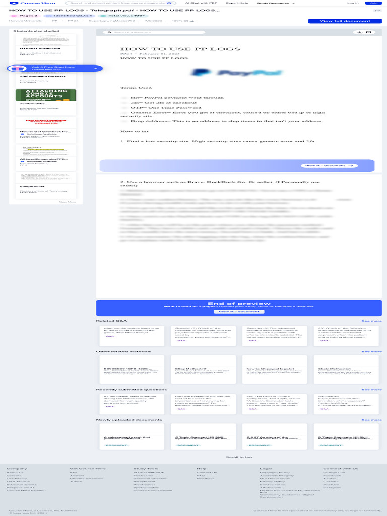 How To Use PP Logs - Tips For Successful PayPal Payments and - Course Hero | PDF | Internet ...