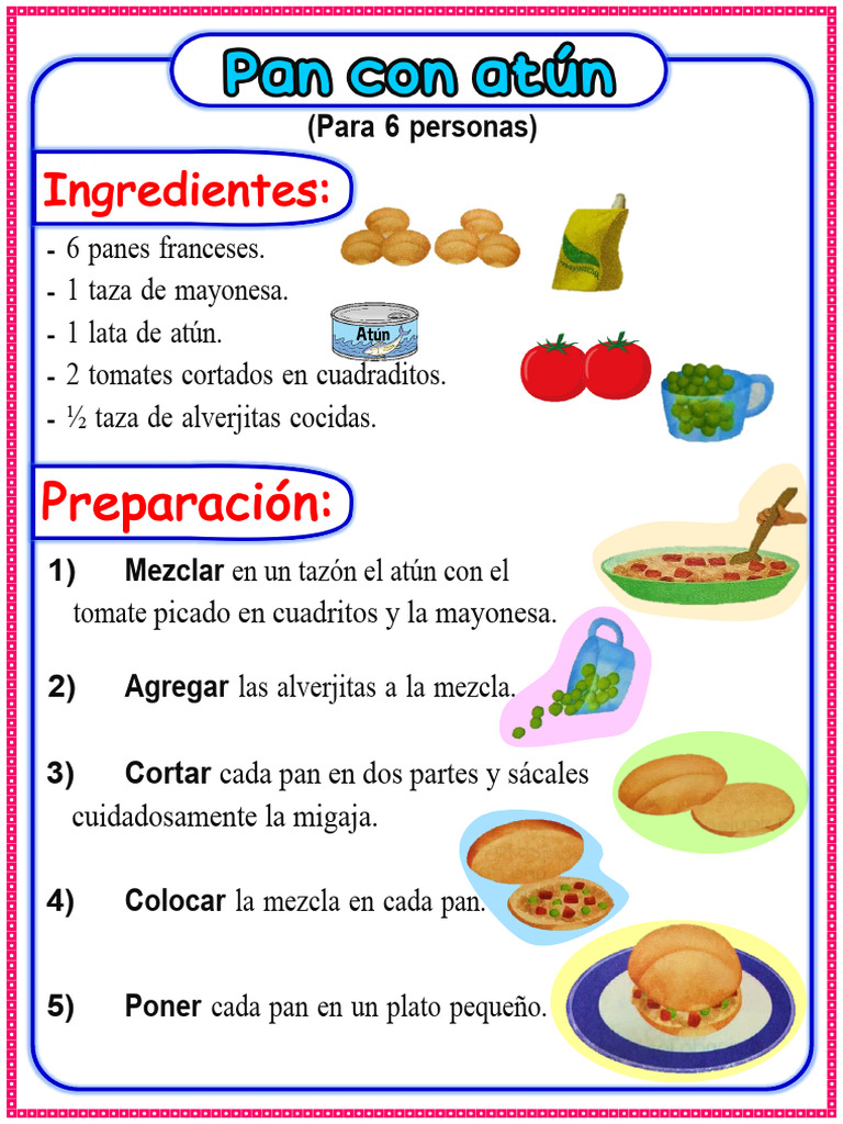 Ficha Leemos La Receta Pan Con Atún Maestra Janet | PDF | Cocina ...