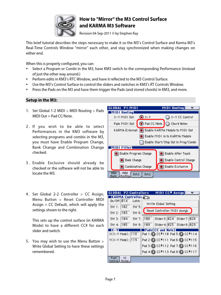 Sync M3 Control Surface with KARMA KM3 | PDF | Office Equipment ...