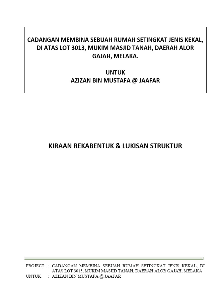 STRUCTURAL REPORT EN AZIZAN MUSTAFA at JAAFAR | PDF | Beam (Structure) | Structural Engineering