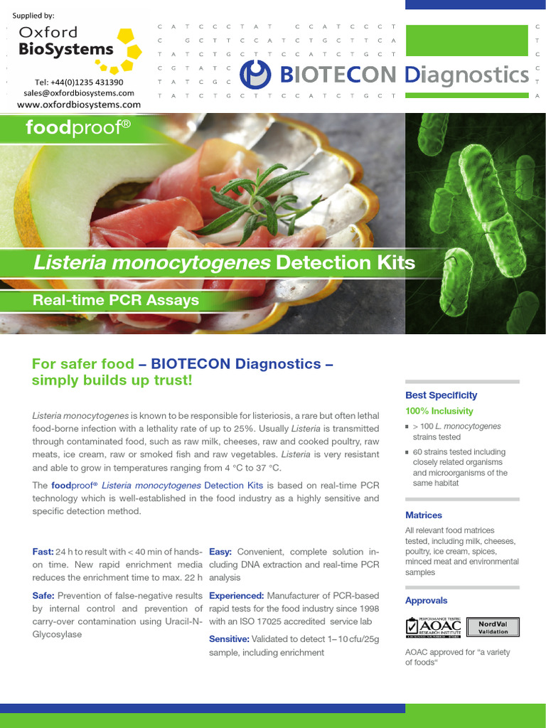 BIOTECON Listeria-Monocytogenens Detection-Kit | PDF | Clinical ...