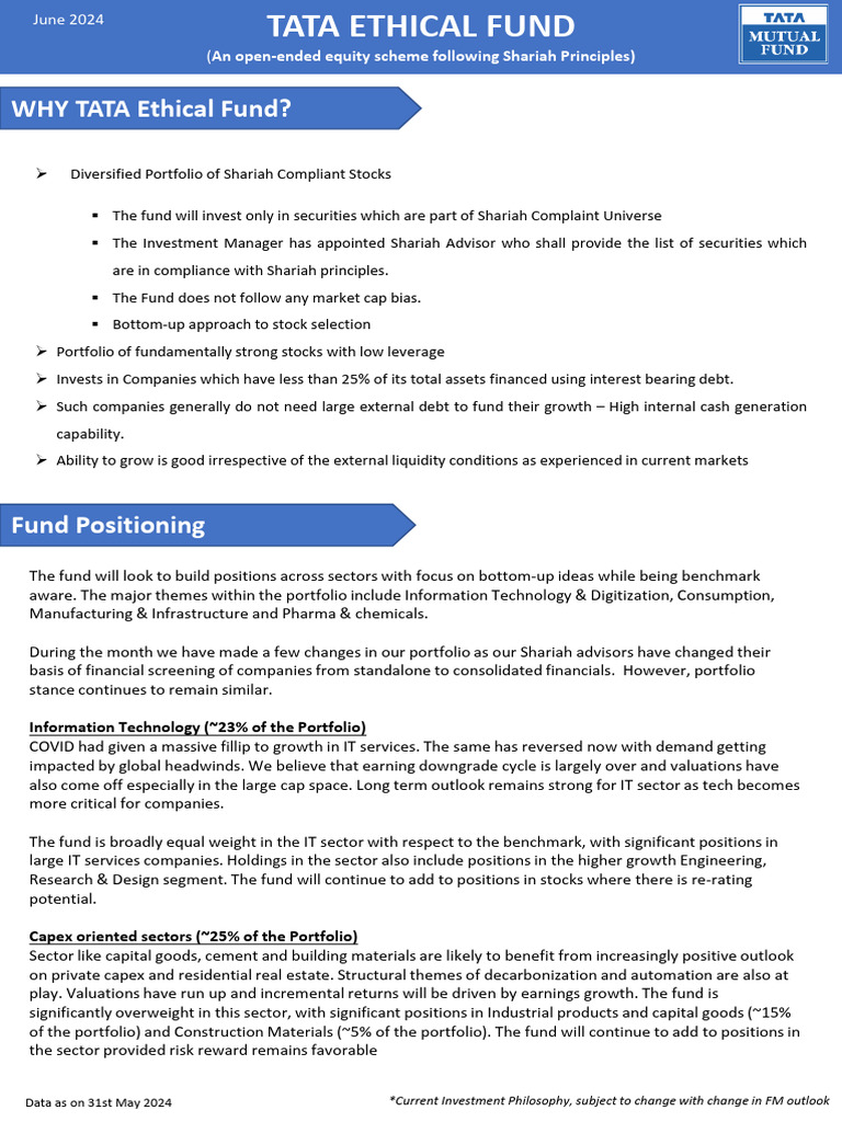 Tata Ethical Fund Note June 2024 - External Circulation | PDF | Islamic ...