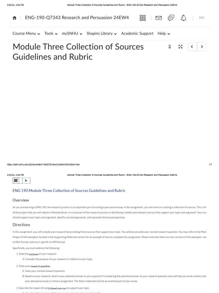 Module Three Collection of Sources Guidelines and Rubric | PDF | Essays ...