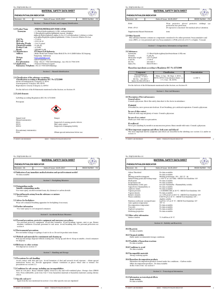 Msds Indikator PP | PDF | Chemical Substances | Chemistry