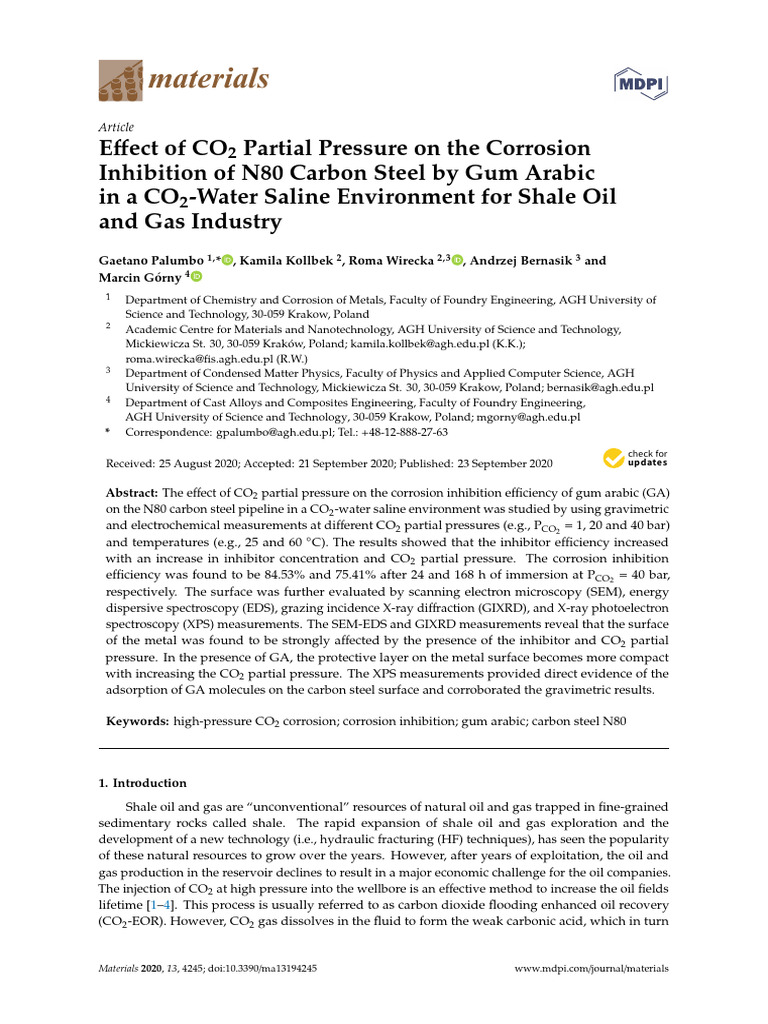 Effect of CO2 Partial Pressure On The Corrosion | PDF | Corrosion | X ...