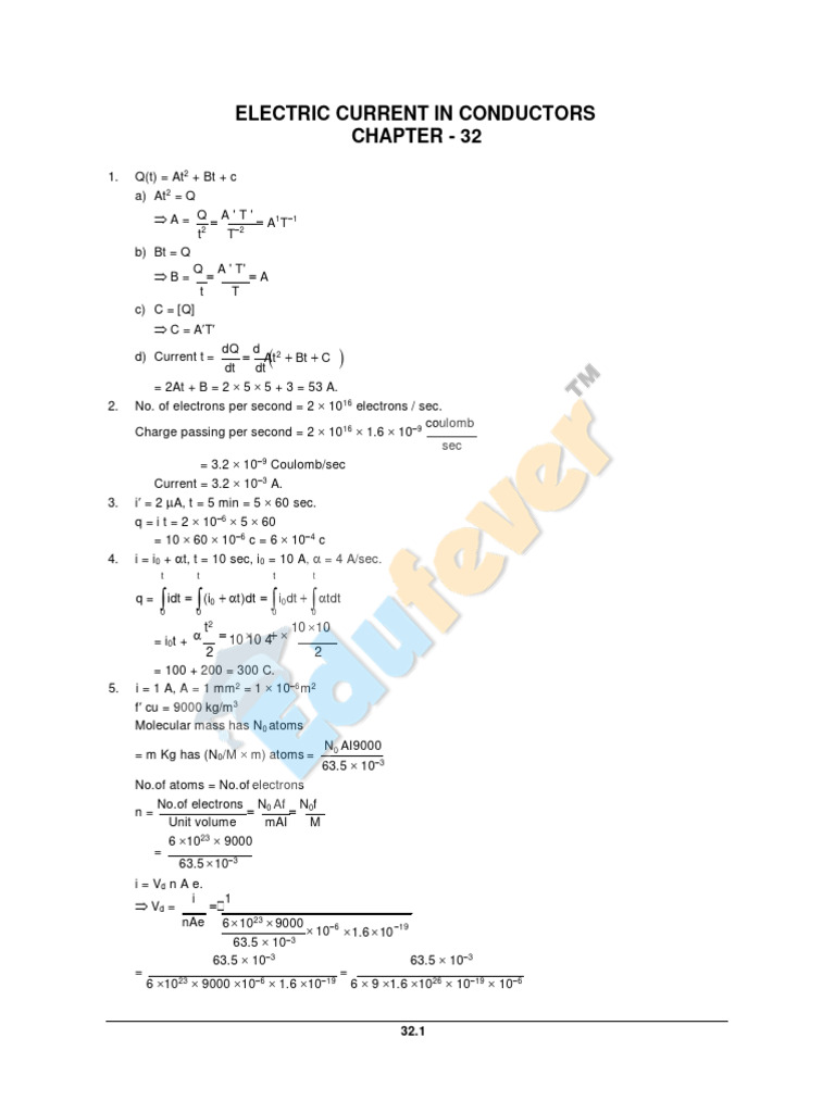 Electric Current in Conductors Chapter - 32 | PDF | Voltage | Materials Science