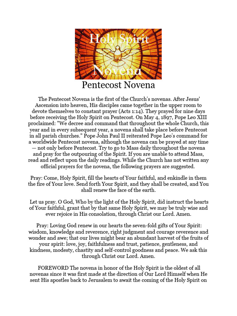Pentecost Novena | PDF | Pentecost | Prayer