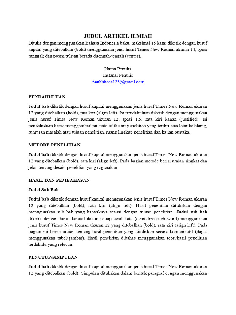 Format Penulisan Artikel - PSPP | PDF