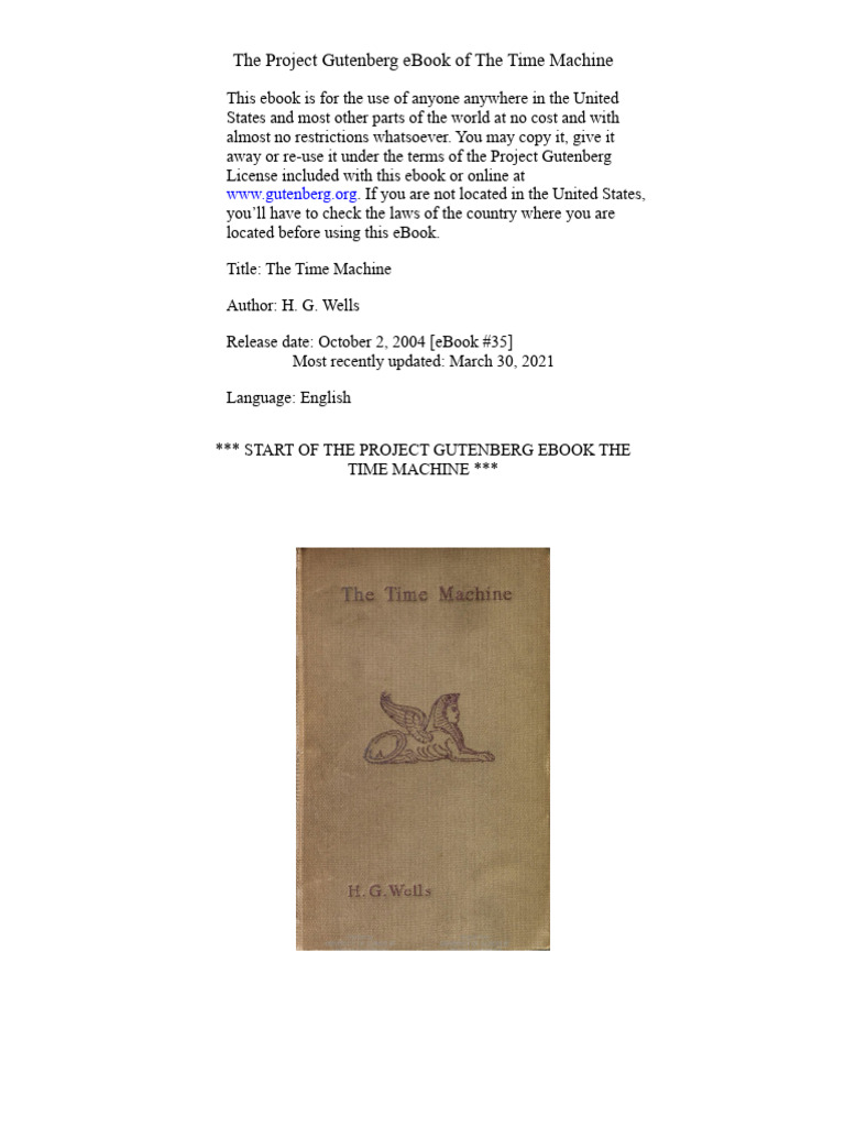 The Project Gutenberg Ebook of The Time Machine, by H. G. Wells | PDF | Dimension | Space