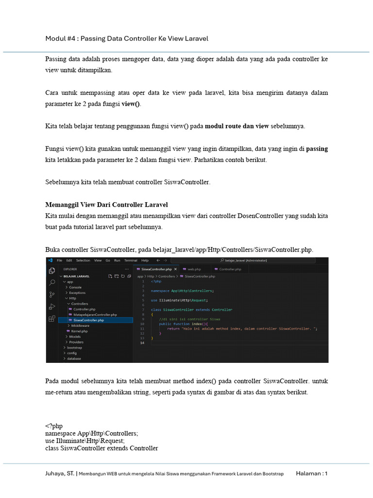 Modul 4 Passing Data Controller Ke View Laravel Pdf