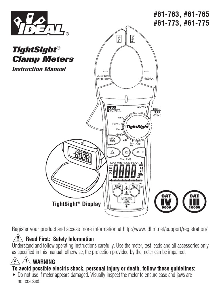TightSight ClampMeter Instructions | PDF | Alternating Current | Direct ...