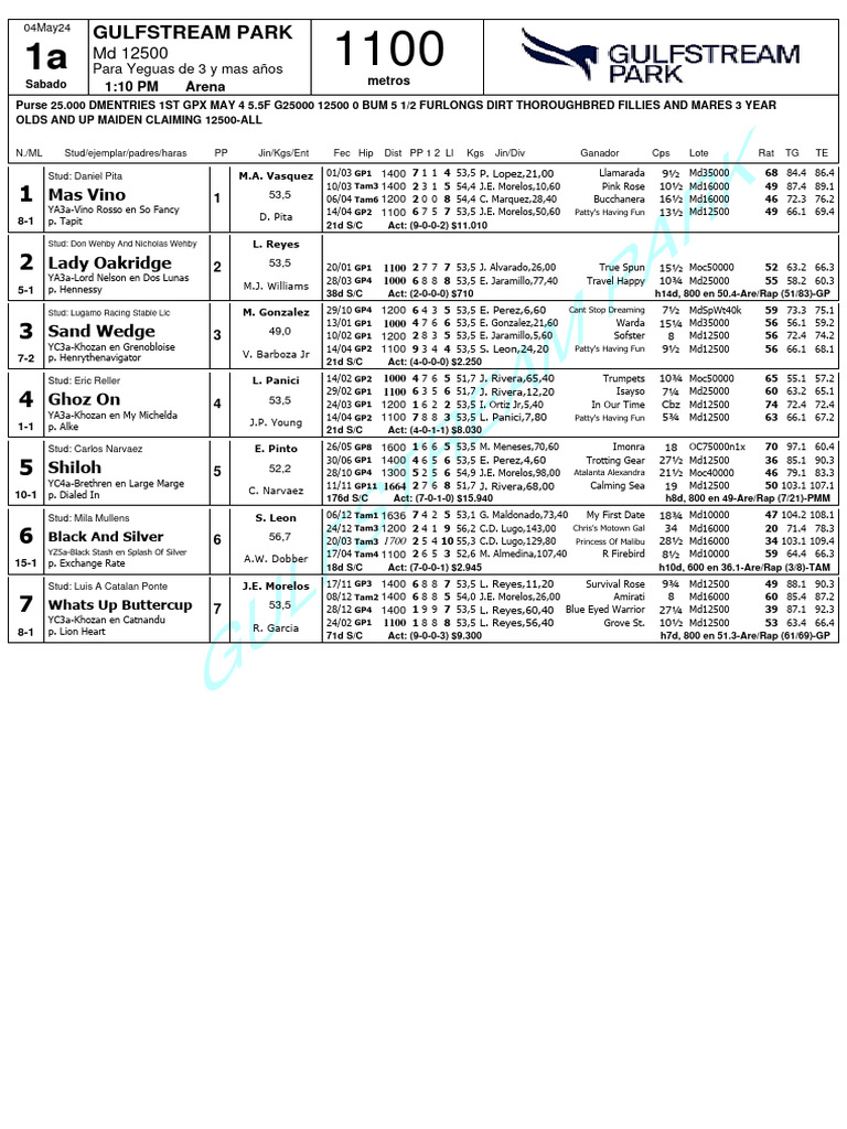 Gulfstream Park040524 | PDF | Horse Racing | Individual Horses