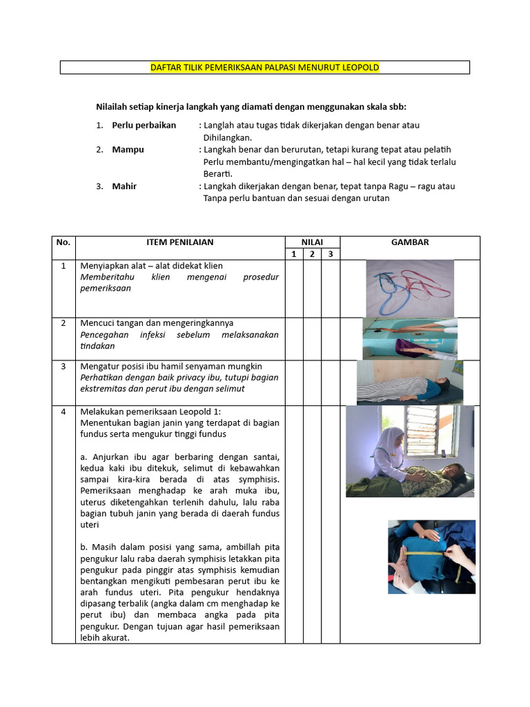 DAFTAR TILIK PEMERIKSAAN PALPASI MENURUT LEOPOLD | PDF