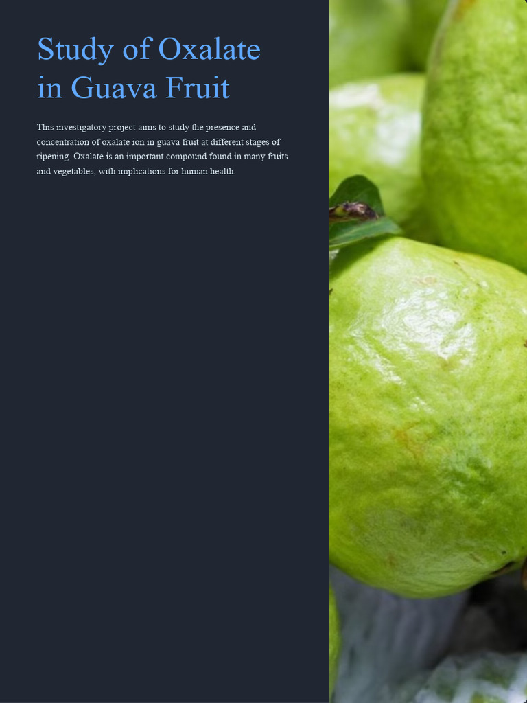 Study of Oxalate in Guava Fruit | PDF | Analytical Chemistry | Chemistry Study of Oxalate in Guava Fruit | PDF | Analytical Chemistry | Chemistry