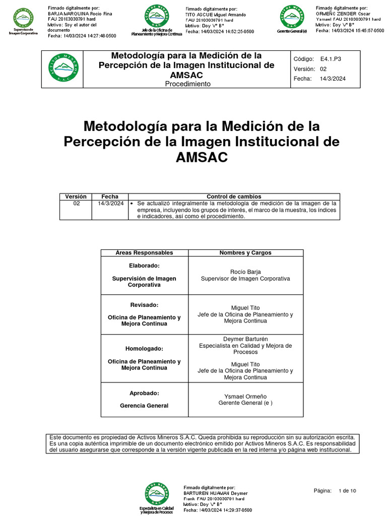 E4.1.P3 Metodologia Medicion Percepcion Imagen Institucional | PDF | Metodología de encuesta ...