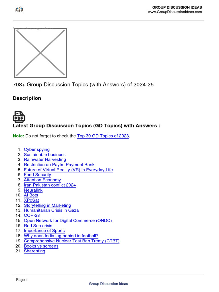 708+ Group Discussion Topics (with Answers) of 2024-25 | Download Free ...