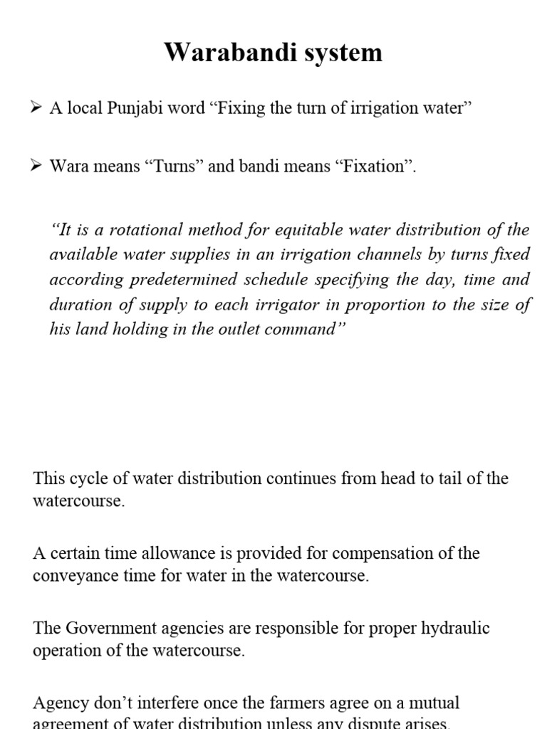 Understanding the Warabandi System | PDF | Water | Hydrology