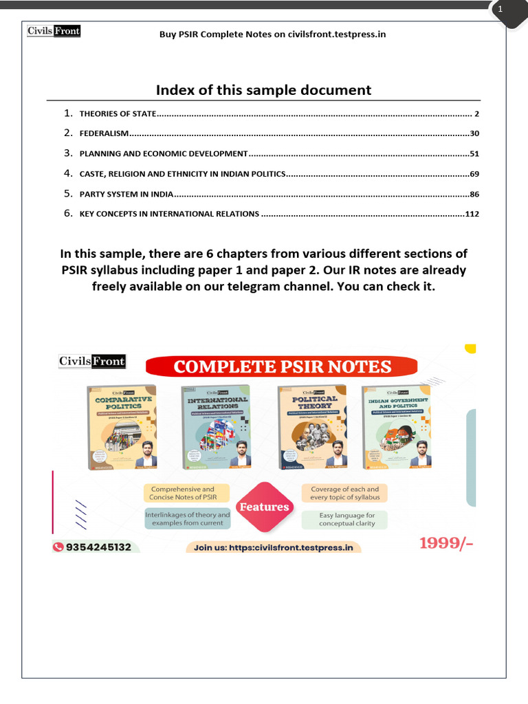 PSIR Notes Sample | PDF | State (Polity) | Liberalism