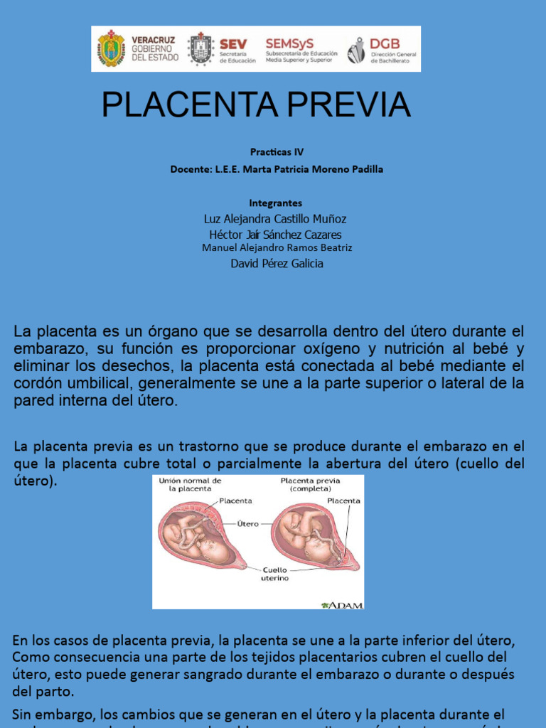 Placenta Previa: Síntomas y Tratamiento | PDF | El embarazo | Placenta
