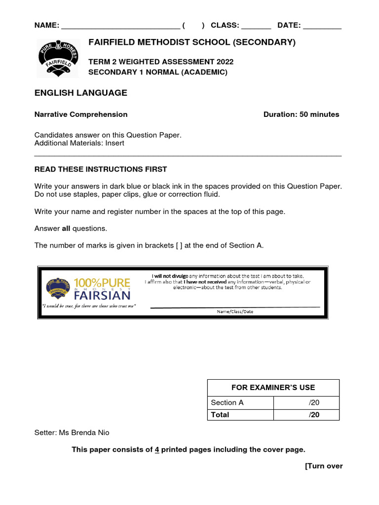 Fmss 1na 2022 El Wa2 QP | PDF