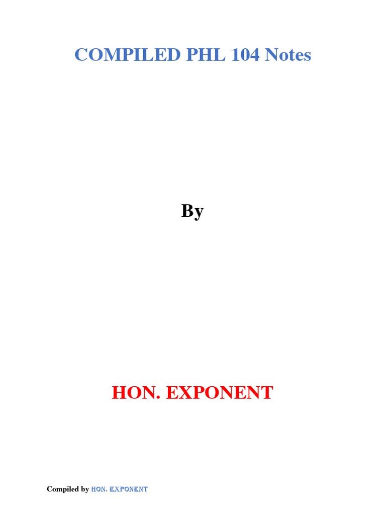 PHL 104 Note Compilations | PDF | Definition | Logic