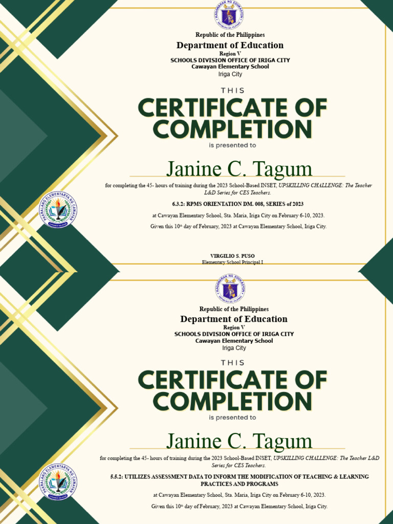 CERT For COMPLETION | PDF | Learning | Behavior Modification