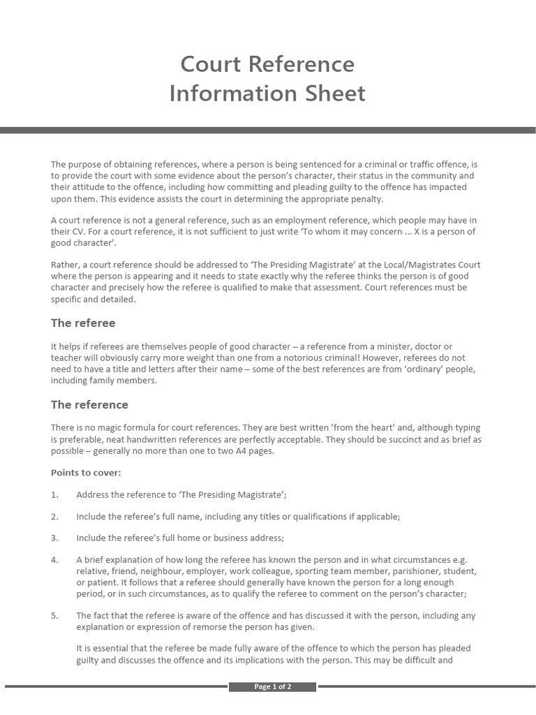 Court Reference Information Sheet | PDF | Crimes | Crime & Violence