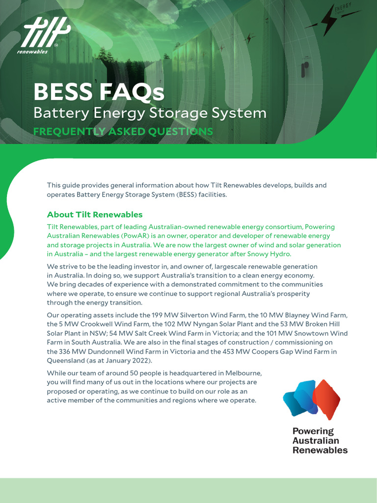 TILT - BESS FAQ FA01 - Web | PDF | Renewable Energy | Electrical Grid
