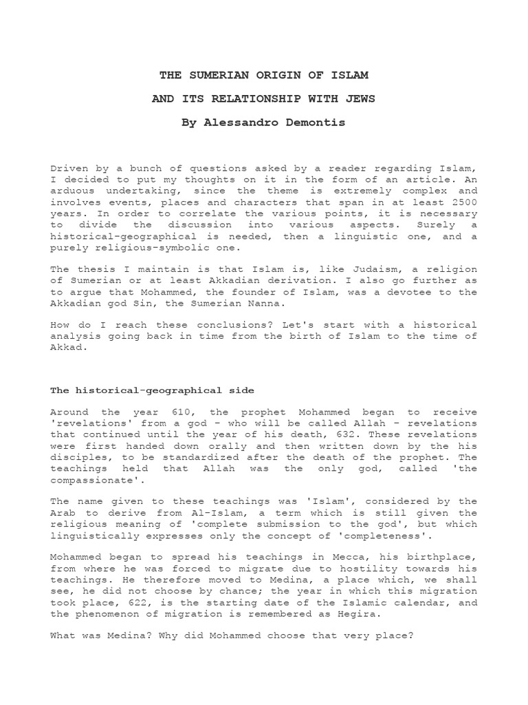 The Sumerian Origin of Islam and Its Rel | PDF | Isaac | Ishmael