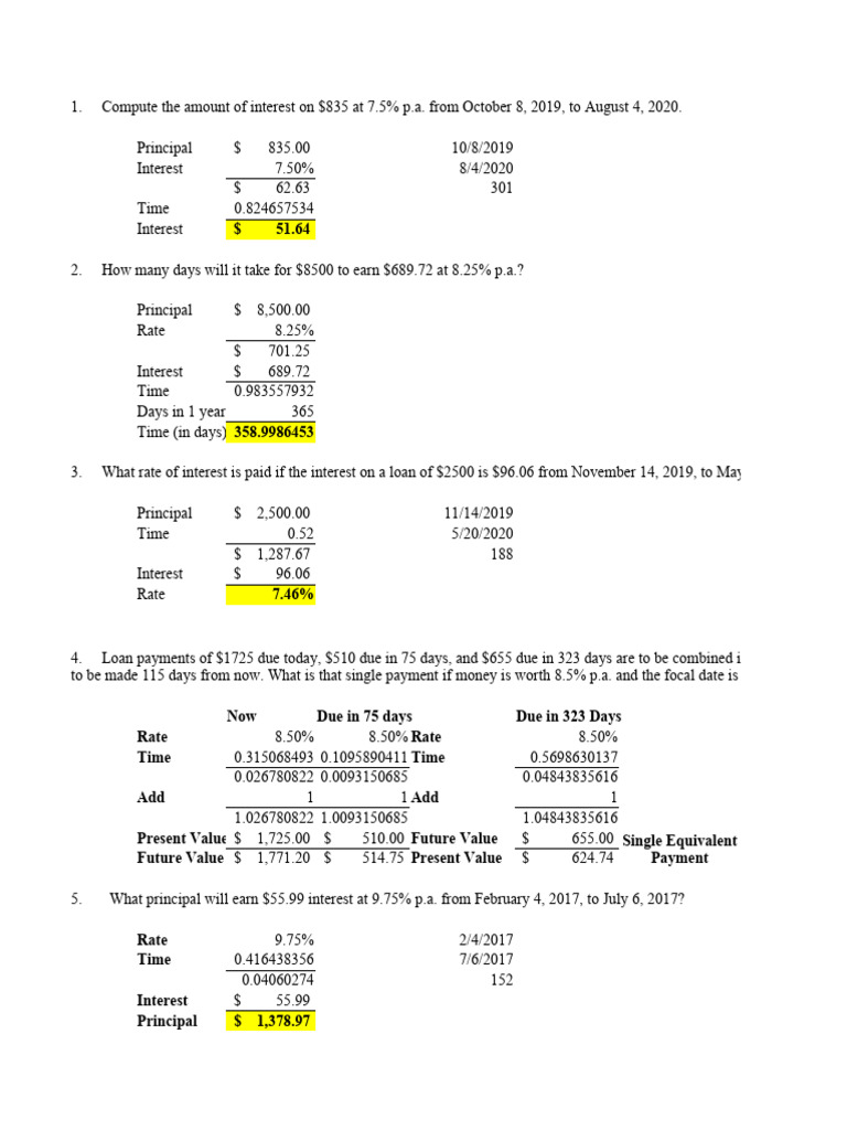 Assignment Simple Interest | PDF | Interest | Present Value