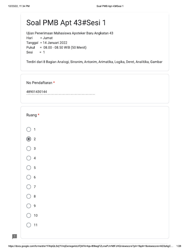 TPA Soal PMB Apt 43#sesi 1 | PDF