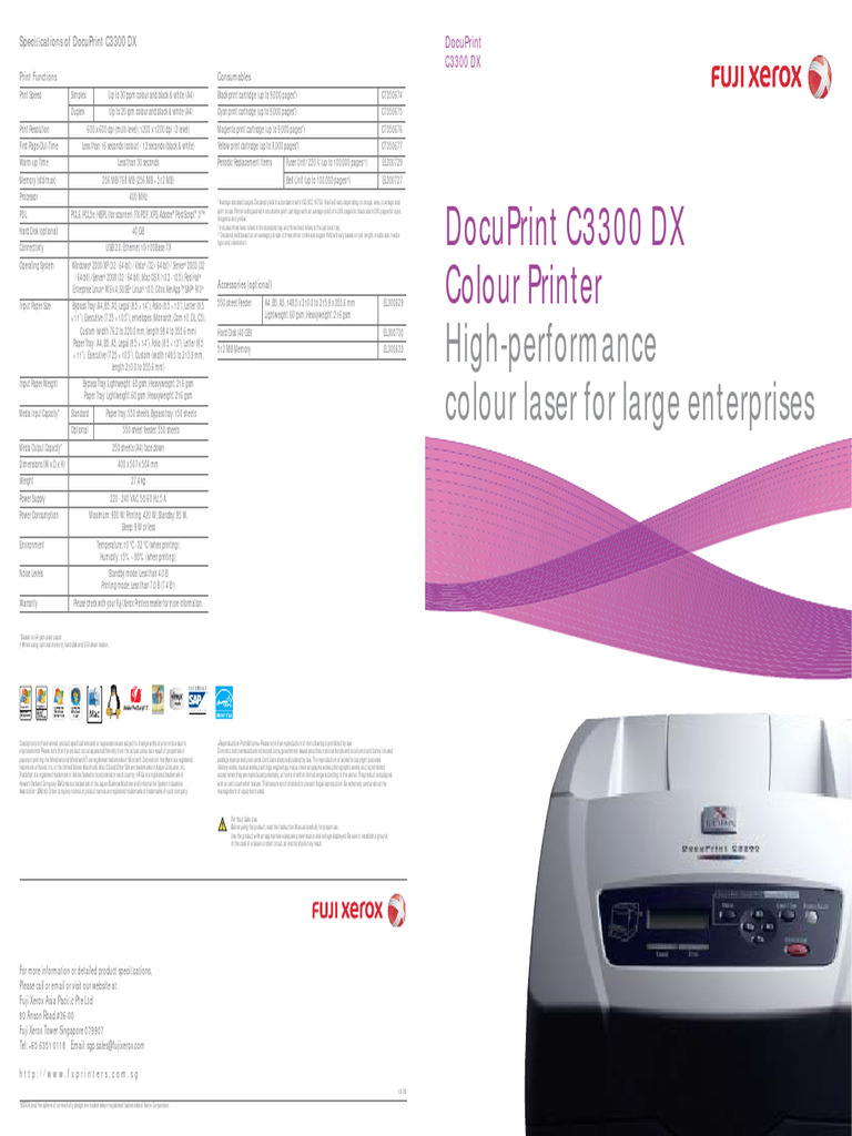 FXP-DocuPrint C3300 DX Brochure - pd-1 | PDF | Printer (Computing) | Microsoft Windows