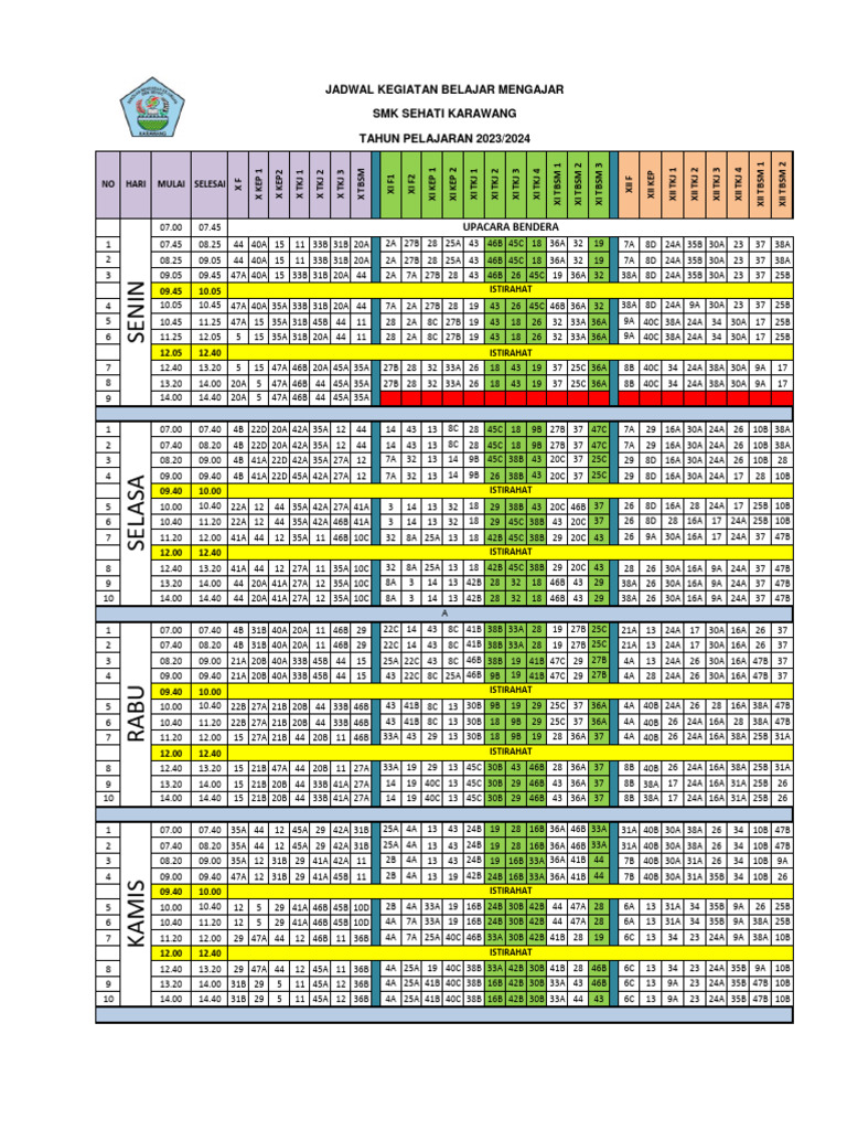 Revisi Jadwal 2023 - 2024-1 | PDF